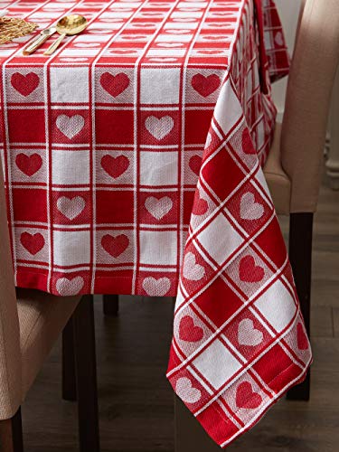 DII Valentine's Day Tablecloth Check Collection, Tablecloth, 60x84, Checkered Hearts