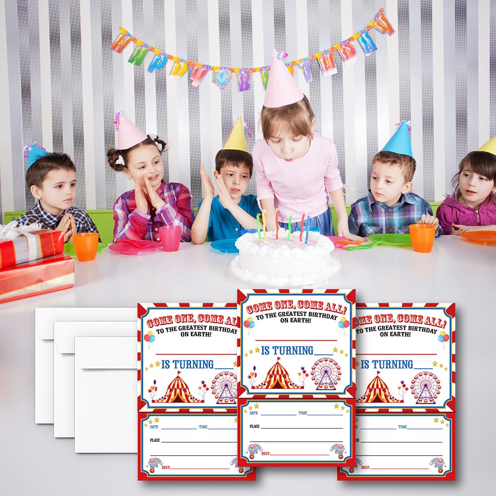 LoaHak Circus Birthday Party Invitations Card For Kids, Circus Party, carnival Birthday Invitation. (089)