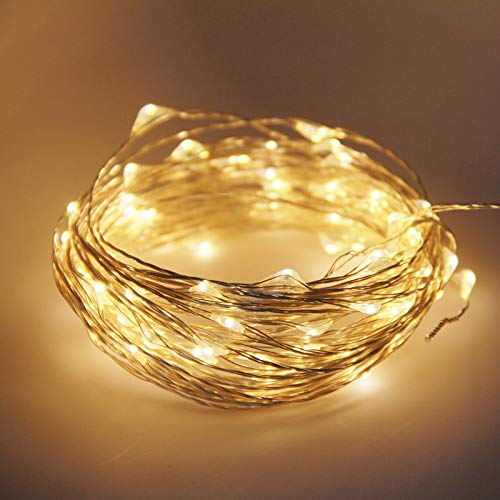 Solar String Lights 36FT 100LED,Waterproof Indoor Outdoor Lighting for Garden,Copper Wire 8 Modes Fairy Lights for Home Decor Patio Garden Party (Warm White)