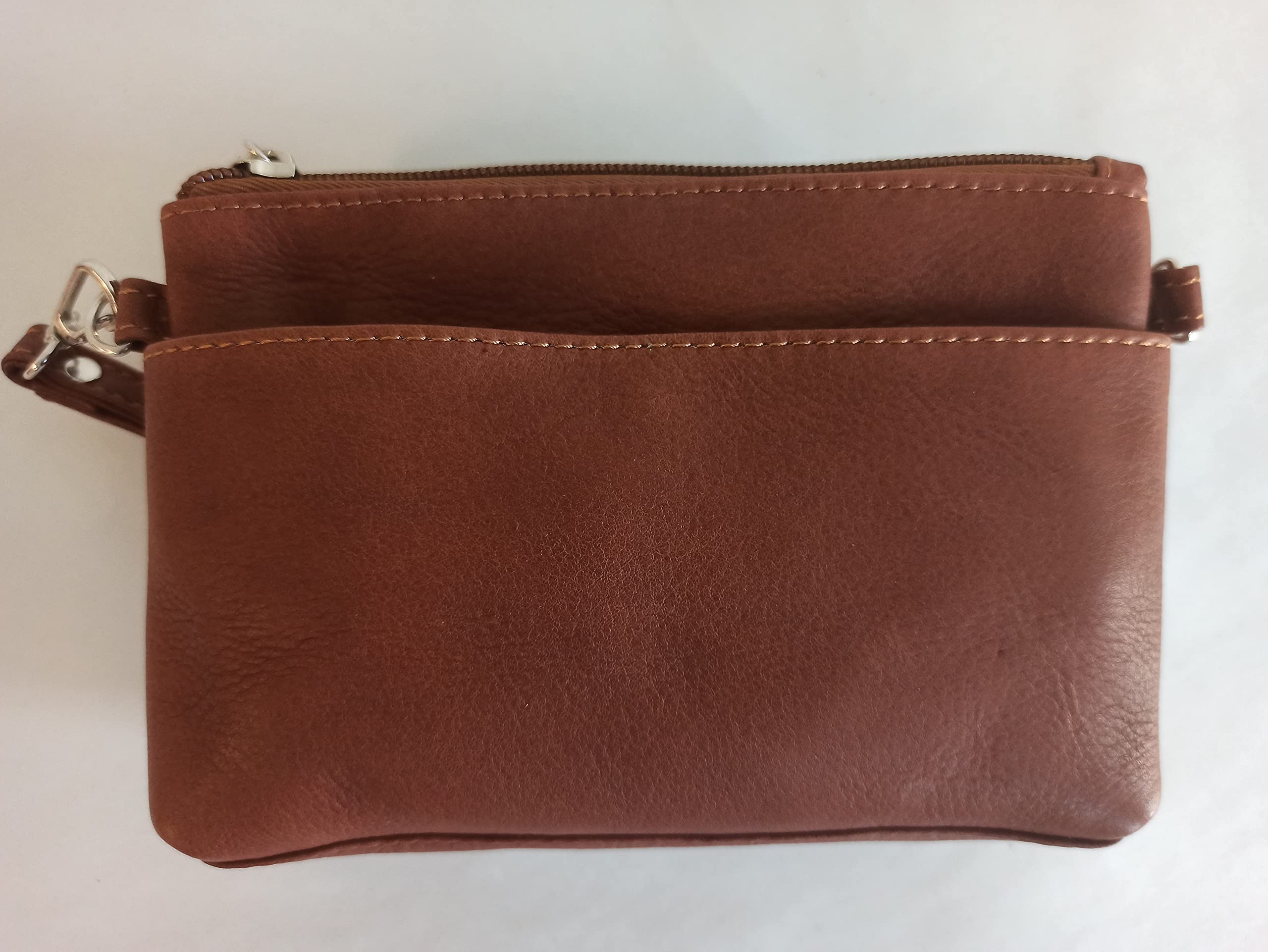 Piel Leather Shoulder Bag Wristlet, Saddle, One Size