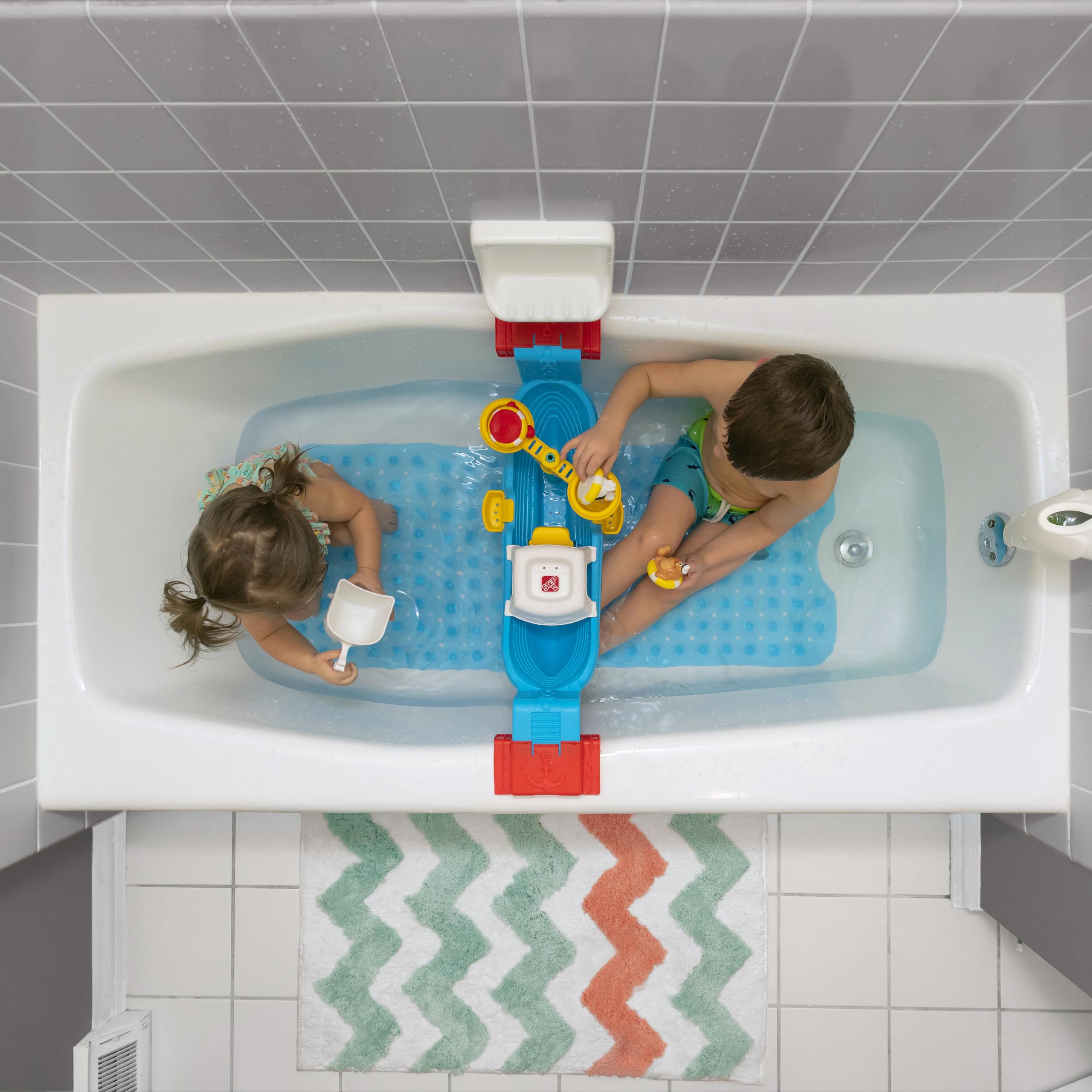 Step2 Nautical Rain Showers Bath Set, Kids Water Table & Sand Activity Sensory Playset, Summer Outdoor Toys, 8 Piece Water Toy Accessories, for Toddlers 1.5+ Years Old
