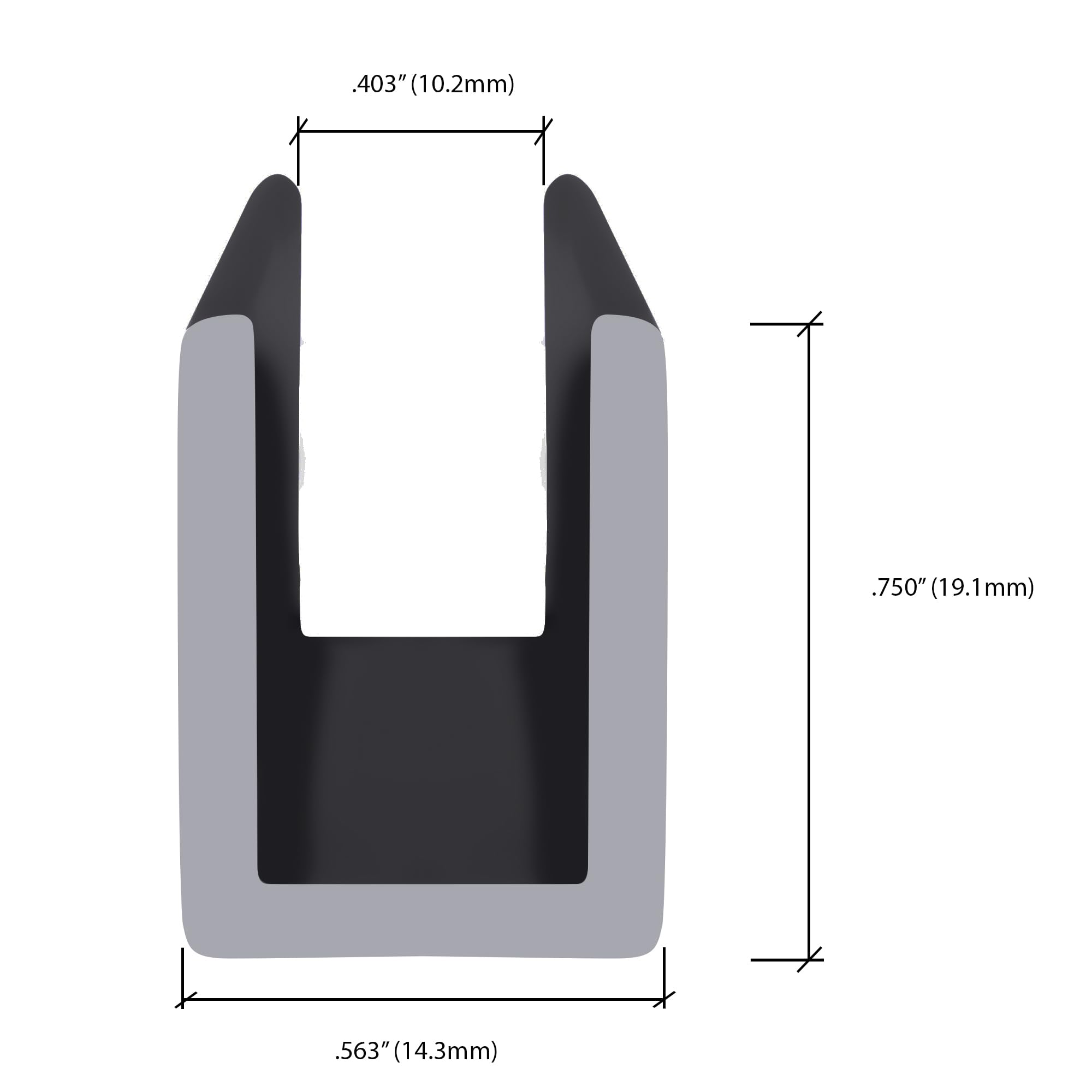 CRL SDCD38MBL Matte Black 3/8" Fixed Panel Shower Door Deep U-Channel - 95"