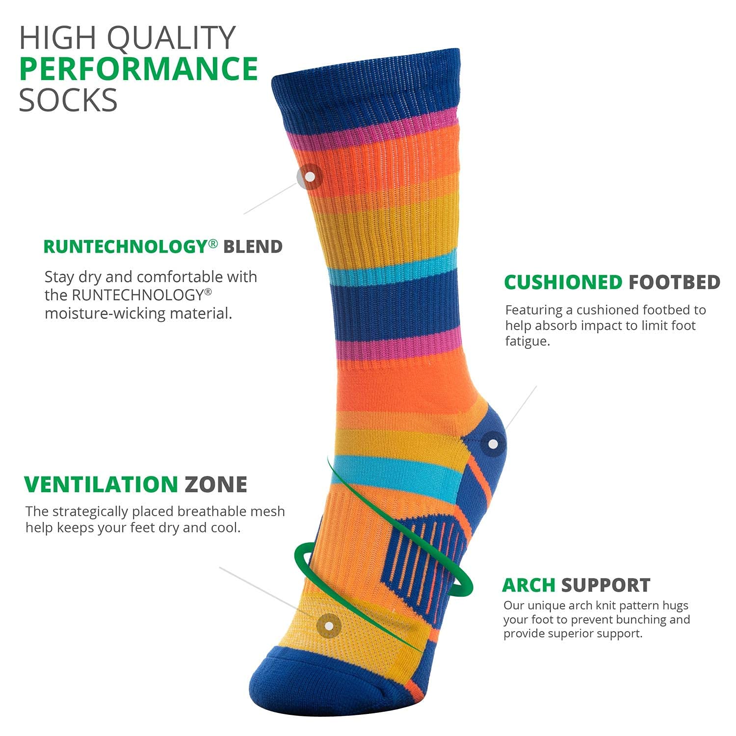 ChalkTalkSPORTS Adult Lacrosse Athletic Mid-Calf Woven Socks | Sunset Lacrosse Socks (Youth)
