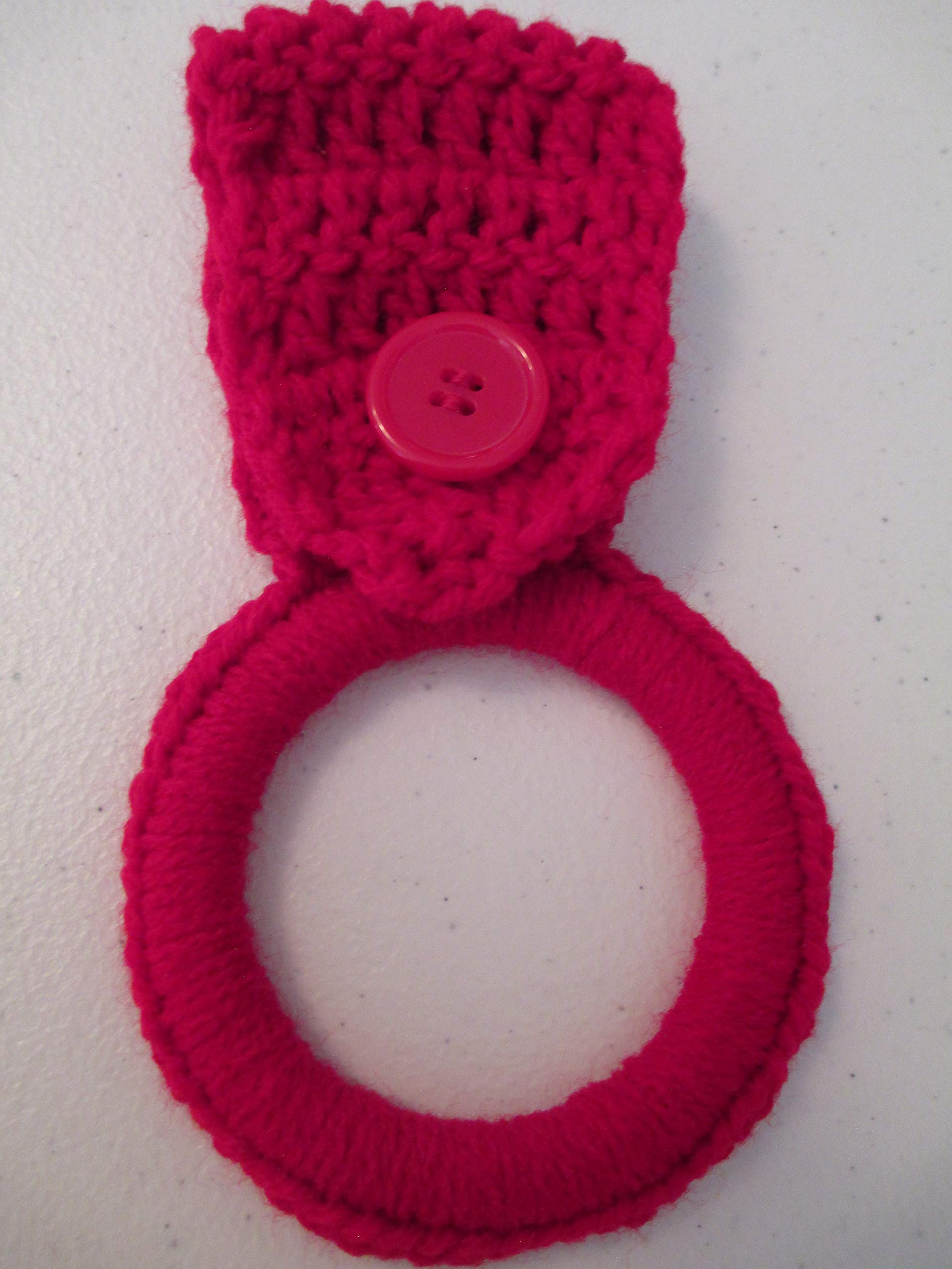 Crocheted Hanging Dish Towel Holder - Red