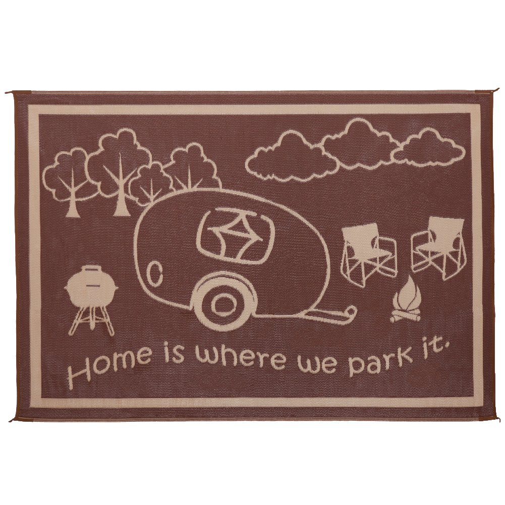 Stylish Camping Ming's Mark RH8117 Reversible RV Home Mat - 8' x 11', Brown/Beige