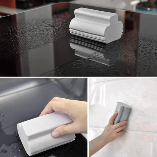 Damp Duster,3Pcs Magic Eraser Sponge, Mistgre Latest Handle Type Damp Duster Sponge, Reusable Dusters for Cleaning Blinds,Glass,Baseboards,Vents,Railings,Mirrors,Window Track Grooves and Faucets