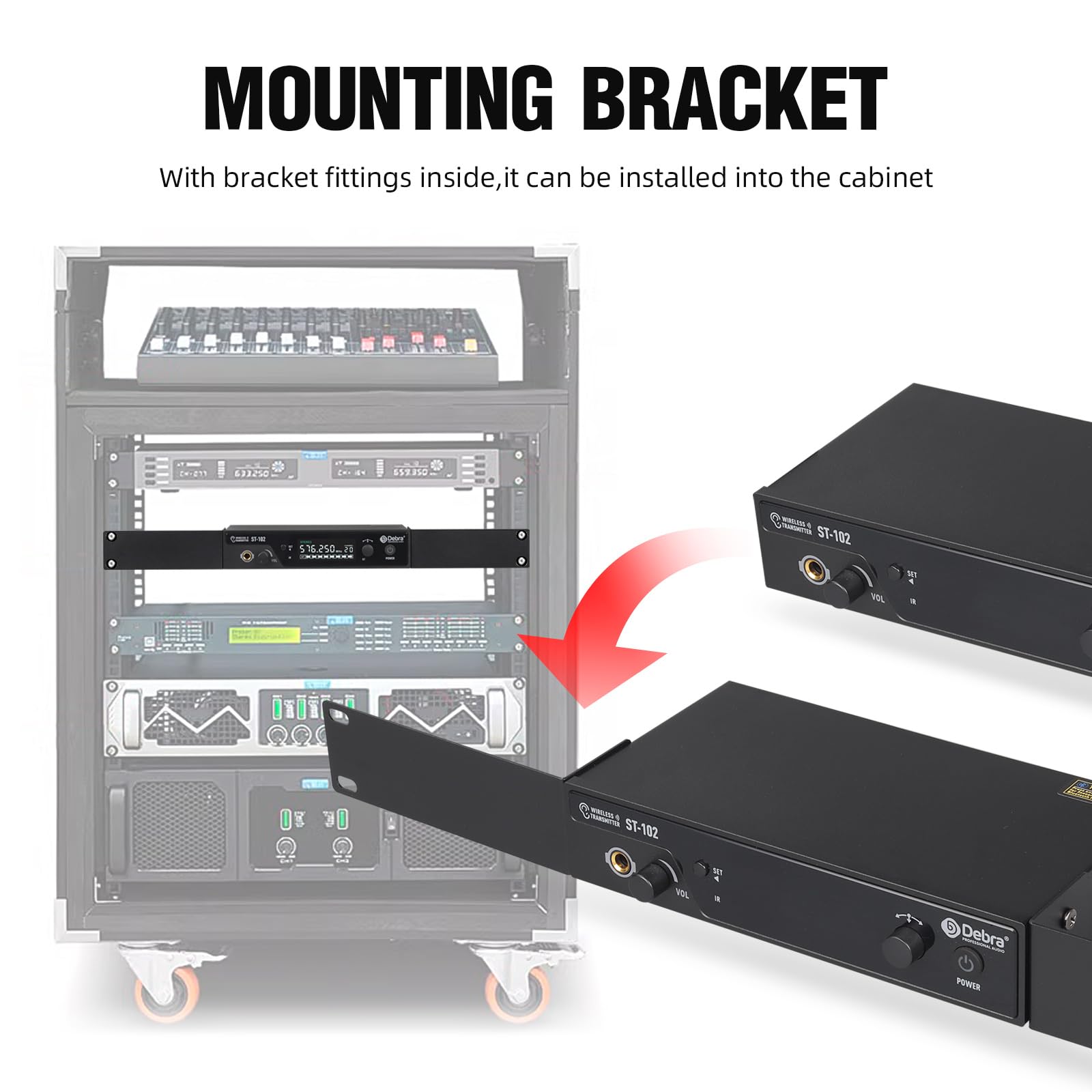D Debra PRO ST-102 UHF Stereo Wireless in Ear Monitor System, Wireless IEM with Bodypacks and Headsets, Ideal for Stage Studio Speech (1 Bodypack with Transmitter (ER-102))