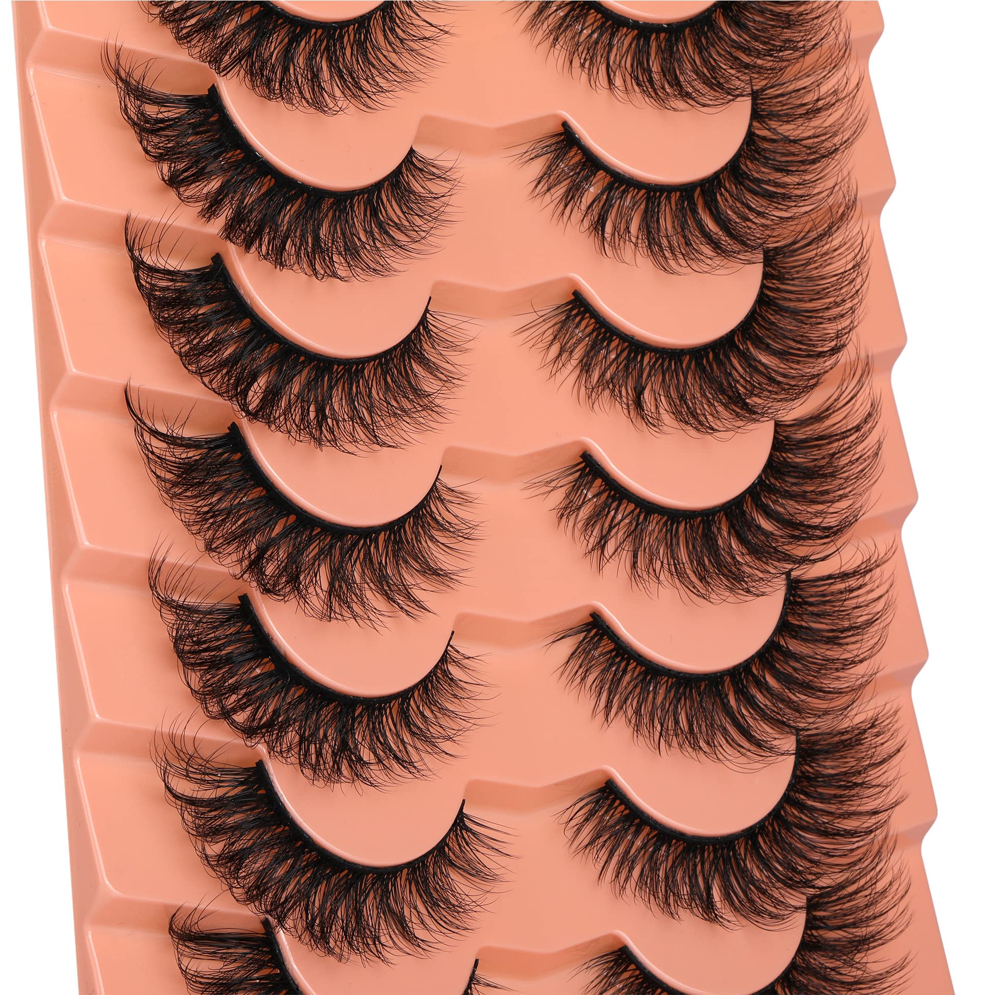 Fox Eye Lashes Fluffy Eyelashes Natural Looking 20MM Wispy False Lashes 8D Full Volume Faux Mink Eyelash Pack 7 Pairs