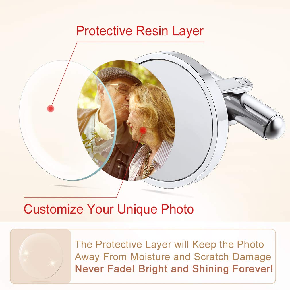 Custom4U Picture Cufflinks for Men Custom Cuff links with Photo Father of the Bride Cufflinks Memorial Gift for Groom Wedding