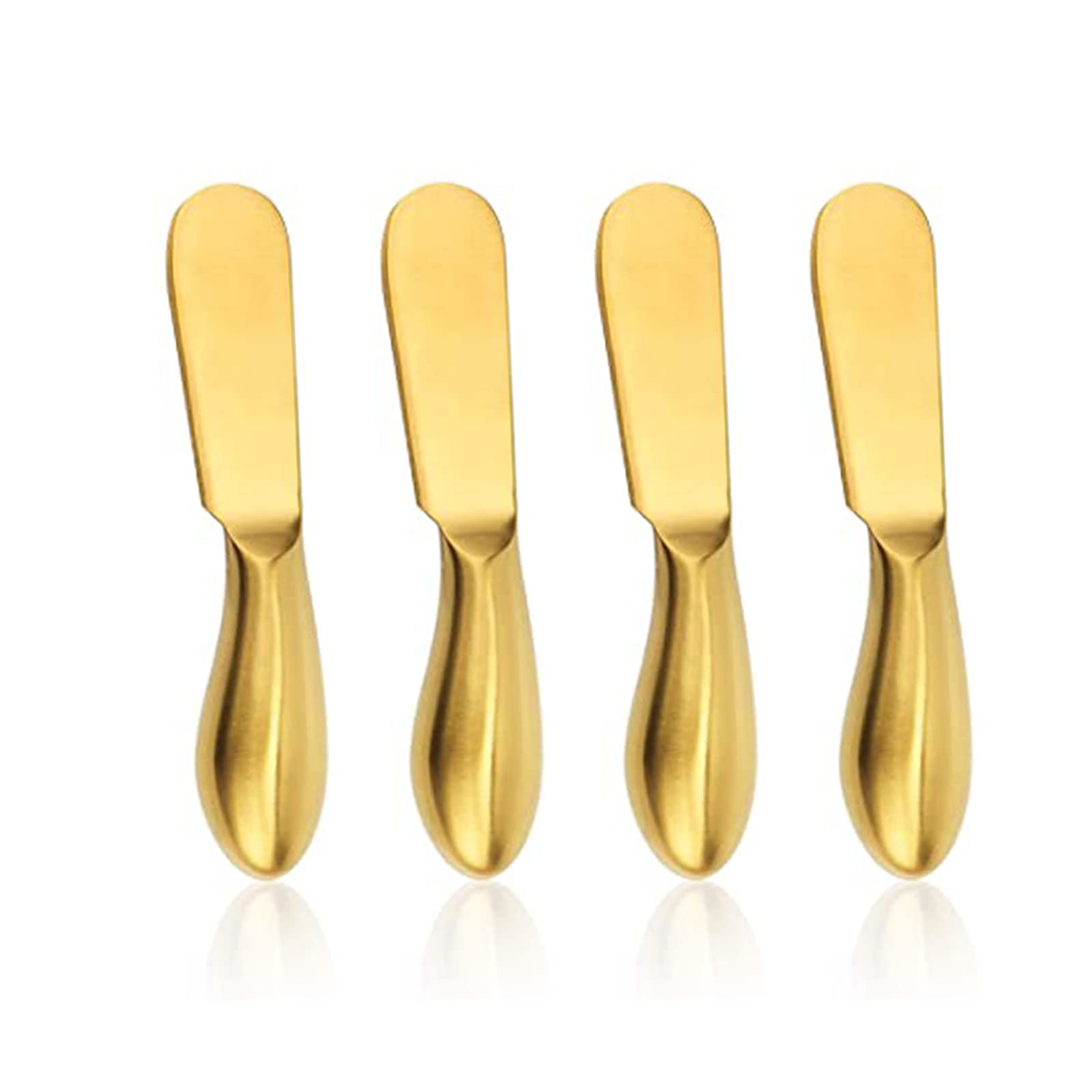 HUIGT Golden Stainless Steel Butter Knife Multipurpose Cheese and Butter Spreader Knive Condiment Knives, Cheese Knife for Home Kitchen Use (4 Pcs), 5.3inch*1inch (A004)