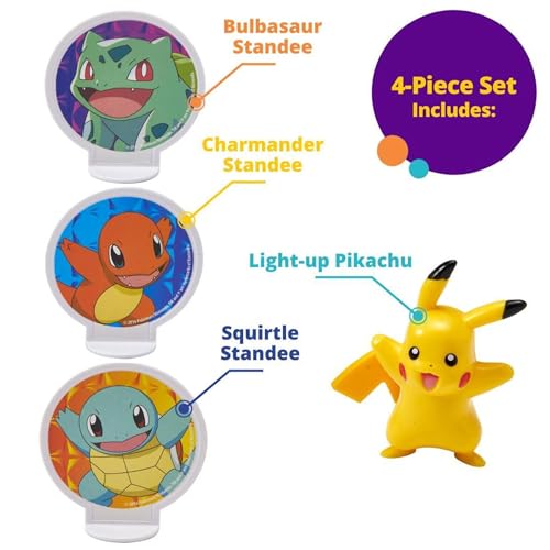 DecoSetĀ® Pokemon Light Up Pikachu Cake Topper, 4 - Piece Decoration Set, Birthday Decorations For All Size and Shape Cakes