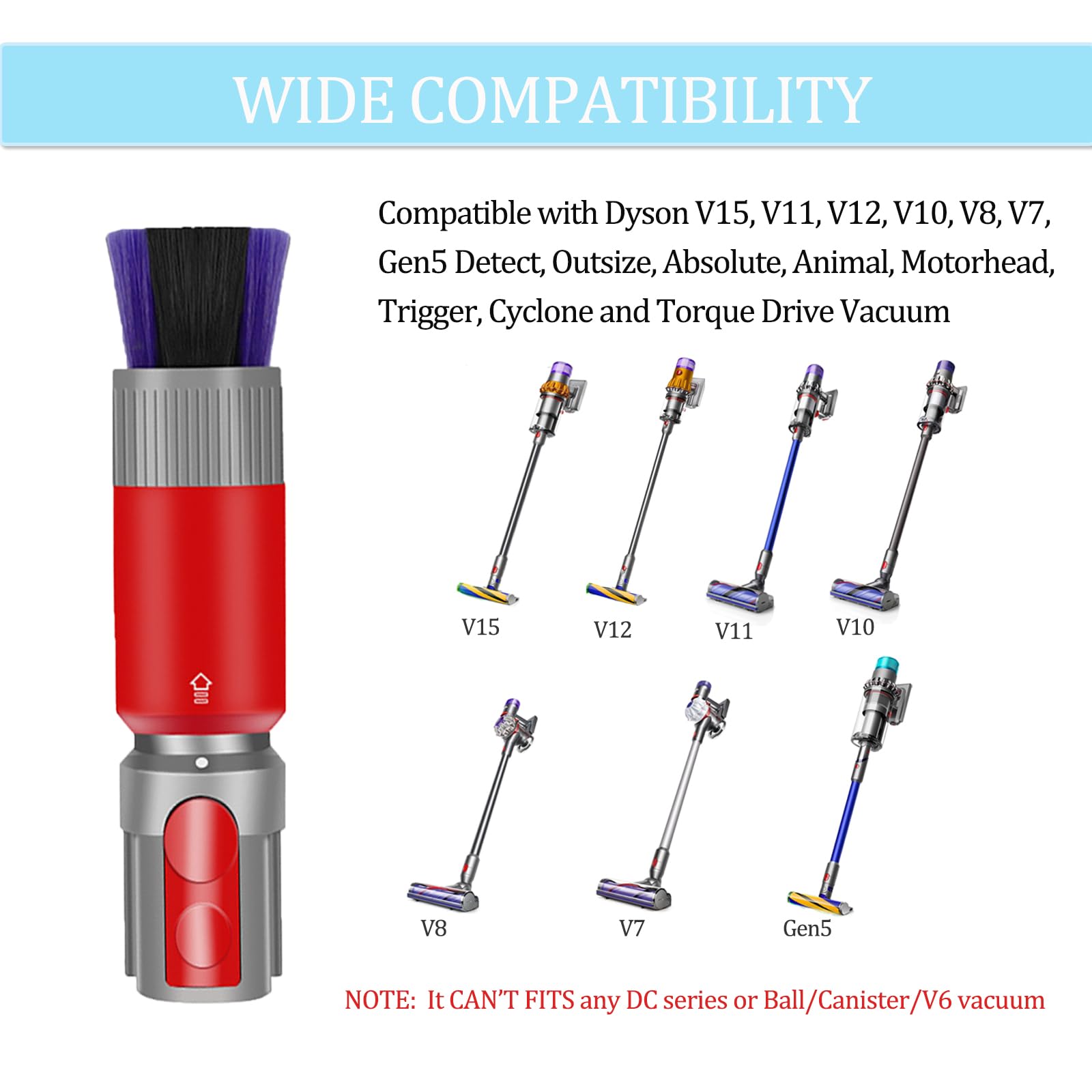 Charlux Traceless Scratch-Free Dusting Brush Hose for Dyson V7 V8 V10 V11 V12 V15 Gen5 Cordless Vacuum Cleaner Dust Removal Soft Brush Hose Attachments Accessories for Dyson Vacuum
