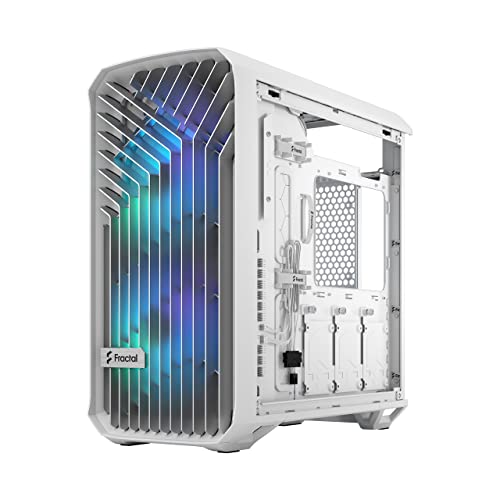 Fractal Design Torrent Compact RGB White - Clear Tint Tempered Glass Side Panel - Open Grille for Maximum air Intake - Two 180mm RGB PWM Fans Included - Type C - ATX Airflow Mid Tower PC Gaming Case