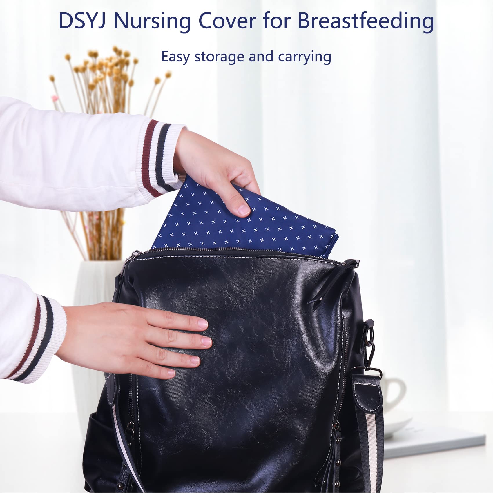 DSYJ Nursing Covers for Breastfeeding Poncho Cover, Soft & Breathable Fabric, 360° Full Privacy Universal Fit Multi Use 8-in-1 for Baby Car Seat Cocoon Feeding Canopy Blue