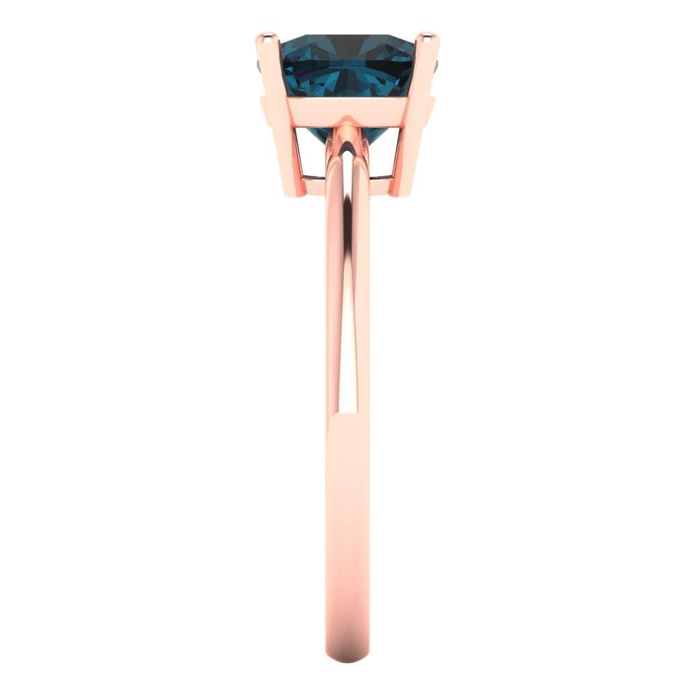 Clara Pucci 2.0 ct Cushion Cut Solitaire Natural London Blue gemstone Bridal Designer Anniversary Engagement Ring Real 14k Rose Gold