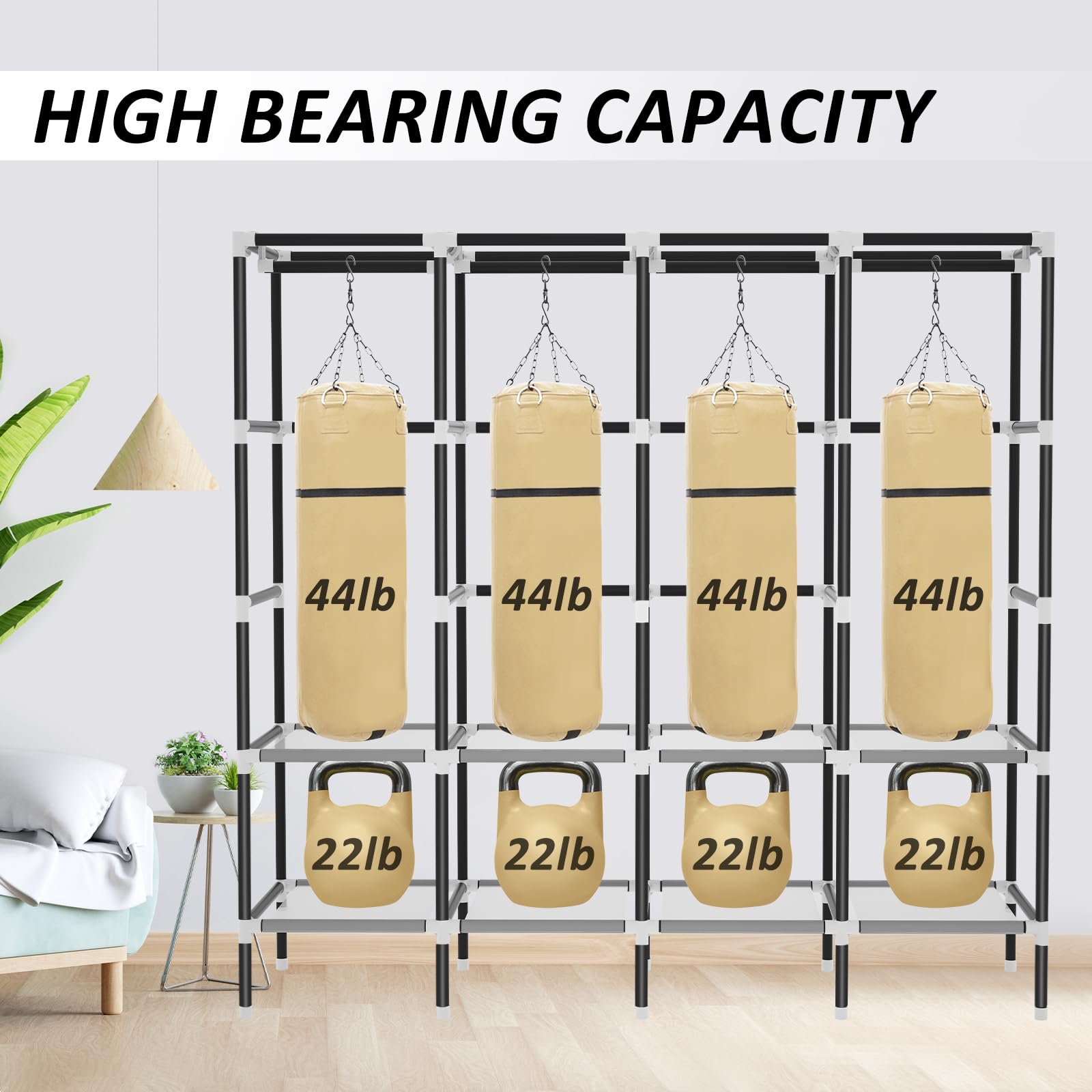LOKEME Portable Closet,19mm Diameter Portable Closets for Hanging Clothes,Black Closet with 4 Hanging Rods and 8 Storage Shelves,Non-Woven Fabric,Easy to Assembly,67.9x18.4x70.8 Inches