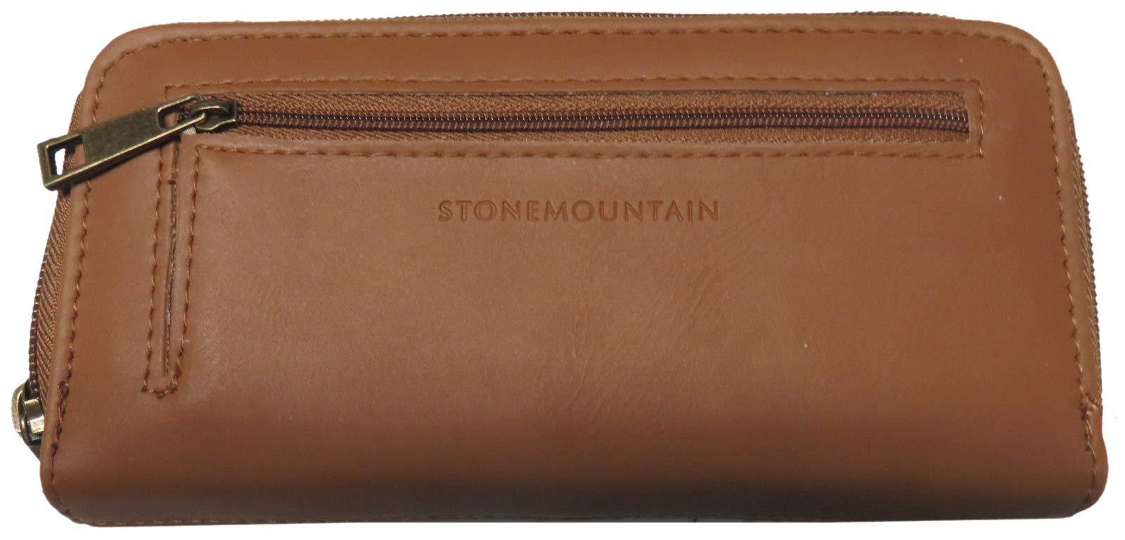 Stone Mountain Leather Double Zip Around Leather Checkbook Wallet Nubuck