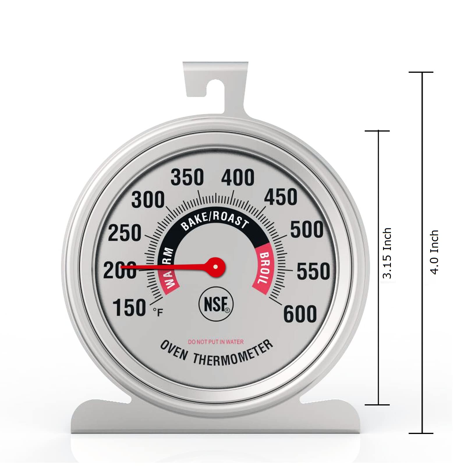 Efeng Large 3.5" Oven Thermometers for Gas/Electric Oven with Large Hanger&Base,Safety Leave-in Oven,Easy to Read Large Number,No Fading Color for Long time Cooking
