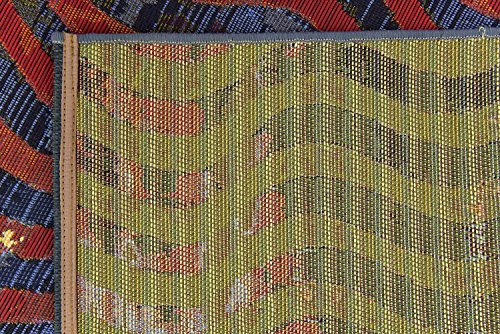 Unique Loom Outdoor Modern Collection Area Rug - Wavy (5' 3" x 8' Rectangle, Multi/ Beige)