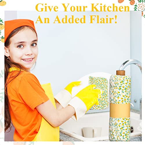 Tanlade 100 Pcs Reusable Paper Towels Washable Roll Paperless Paper Towels Dish Washable Roll Reusable Toilet Cloth Washable Cotton Towels with Cardboard Roll for Paperless Dishcloths Replace (Flower)