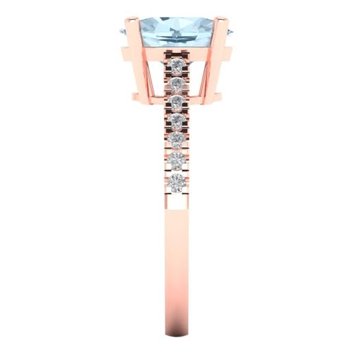 Clara Pucci 2.65ct Oval Cut Solitaire W/Accent Natural Swiss Blue Topaz VVS1 Wedding Anniversary Bridal Ring 18k Rose Gold 3.5