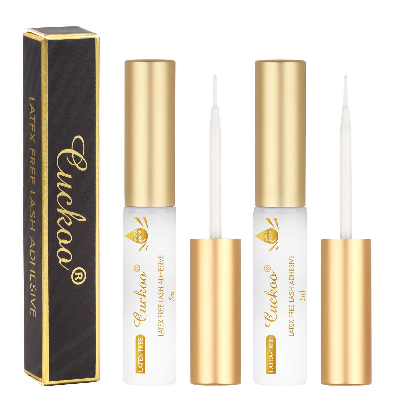 Cuckoo Eyelash Glue Clear,2 Bottle 5ml Lash Glue Super Strong Hold False Eyelash Glue Latex Free Waterproof Lash Glue Best Strip Eyelash Adhesive,Suitable for Sensitive Eyes