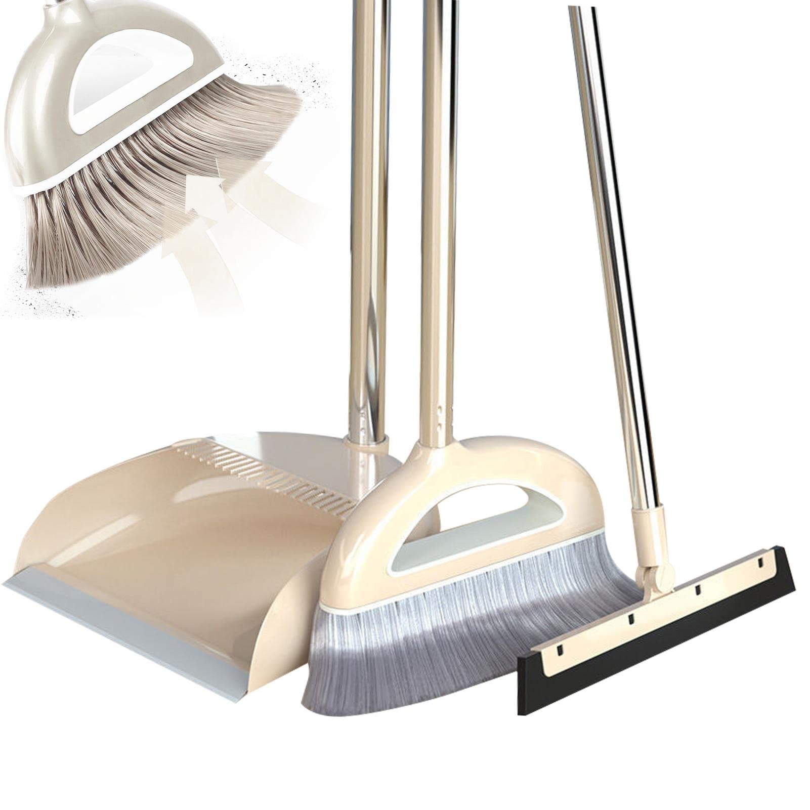 Generic Brooms and Dustpans Set - 3 Pieces Magic Broom Set, Sweeping Magic Broom, Dust Pan and Broom with Long Handle,Home Kitchen Room Lobby Indoor Floor Cleaning Broom and Dustpan Set for Home