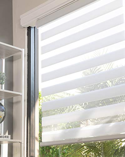 CHICOLOGY Zebra Blinds, Roller Window Shades, Blinds for Windows, Roller Shades for Windows, Window Shades for Home, Window Shades, Pull Down Shades for Windows, 22" W X 72" H, Basic Arctic