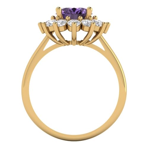 Clara Pucci 2.72ct oval cut simulated alexandrite 14k yellow gold engraving anniversary engagement wedding halo ring size 10 us