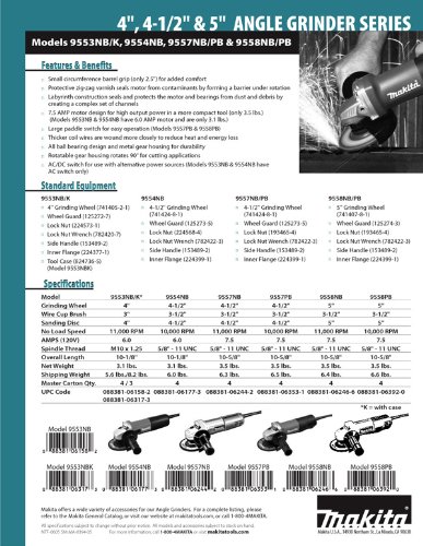 Makita 9557PB-R 4-1/2 in. Paddle Switch AC/DC Angle Grinder (Renewed)