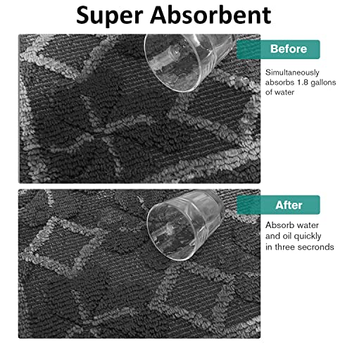 EGOBUY 47x19 Inch/31x19 Inch Kitchen Mat Rugs Made of Polypropylene 2 Pack Soft Kitchen Rug Set Specialized in Anti Slippery & Machine Washable for Home Kitchen, Grey