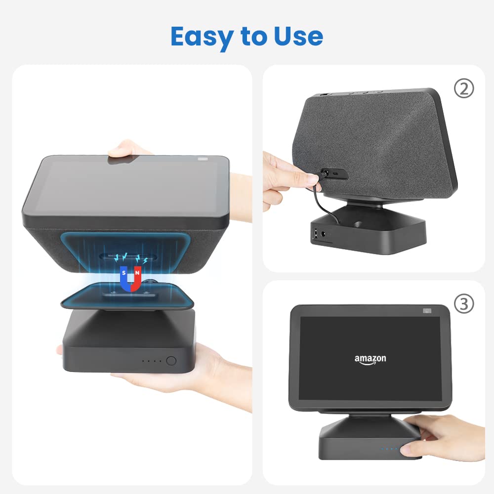 GGMM ES8 Battery Base for Show 8(1st & 2nd Gen), Battery Stand to Make Smart Speaker Portable, Adjustable Battery Dock, Magnetic Attachment, Black(Speaker Sold Separately)
