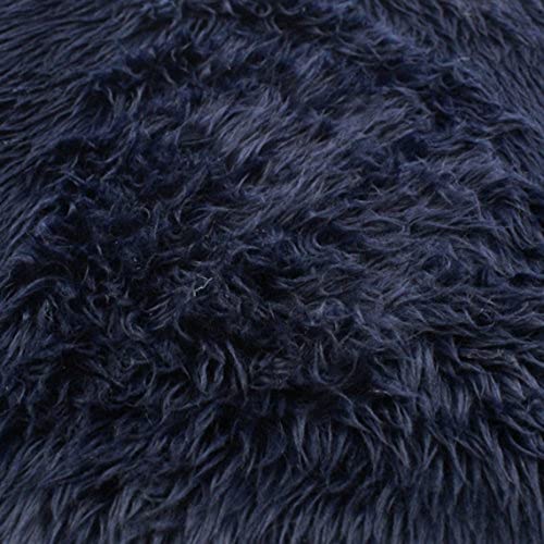 Texco Inc Luxury Shag Faux Fur Fabric, Navy 1 Yard