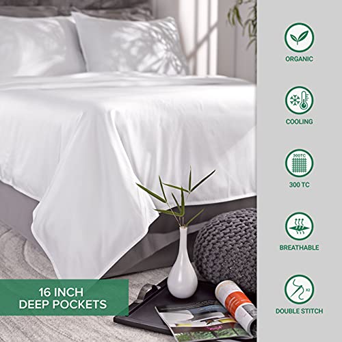 Pure Bamboo Sheets King Size Bed Sheets 4 Piece Set, Genuine 100% Organic Bamboo, Luxuriously Soft & Cooling, Double Stitching, 16 Inch Deep Pockets, Lifetime Quality Promise (King, Ivory)