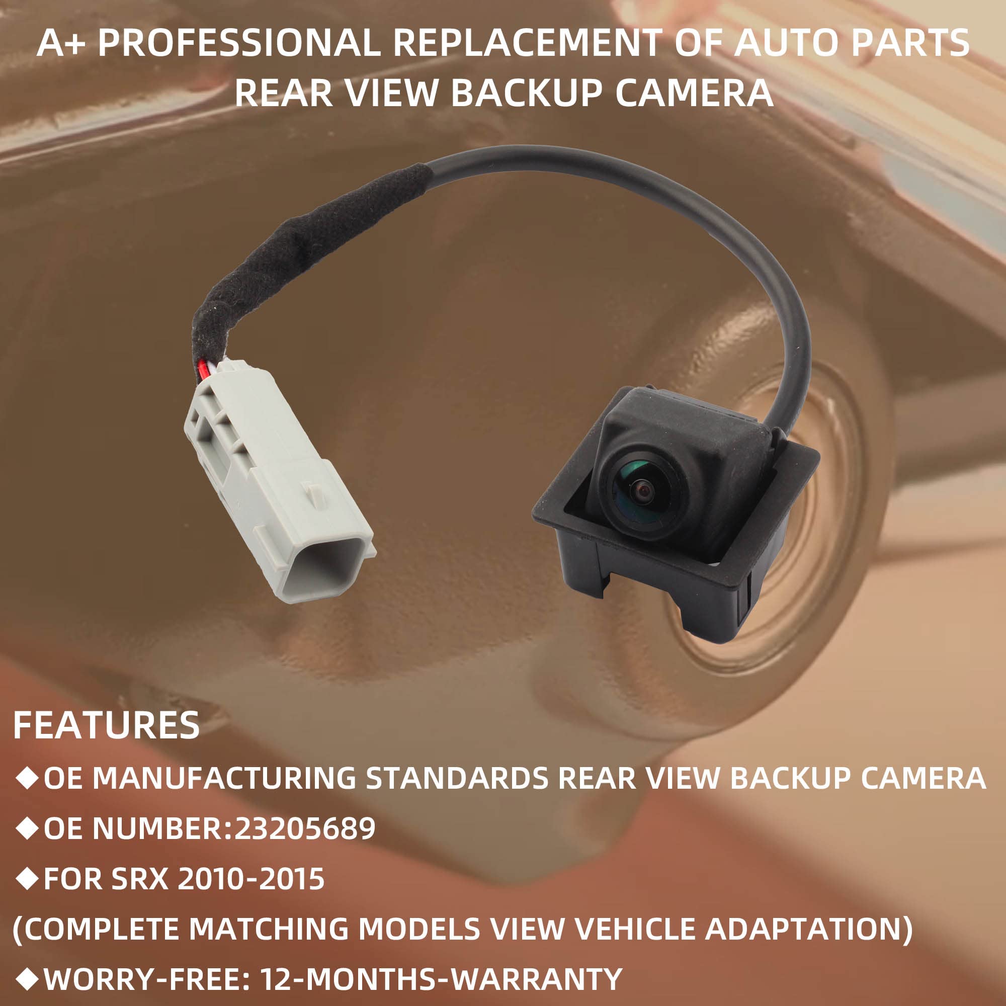 Dasbecan Rear View Backup Reversing Camera Compatible with Cadillac SRX 2010-2015 Replaces# 23205689 15926122 20910350 22915398