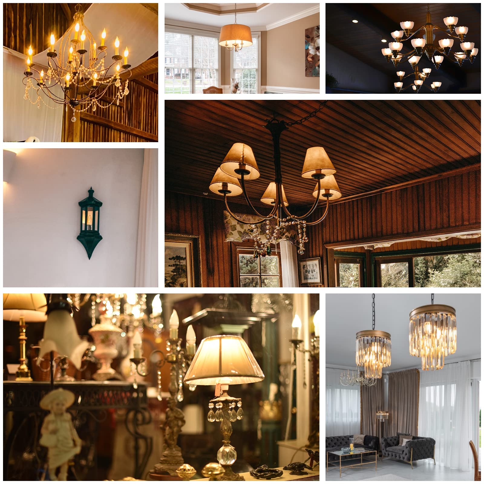 DGE 25 Watt Warm White Ceiling Fan Light Bulbs C32 Chandelier Light Bulbs Bright and Long Lasting 230 Lumen Bent Tip Light Bulb with E12 Candelabra Base, 12 Packs
