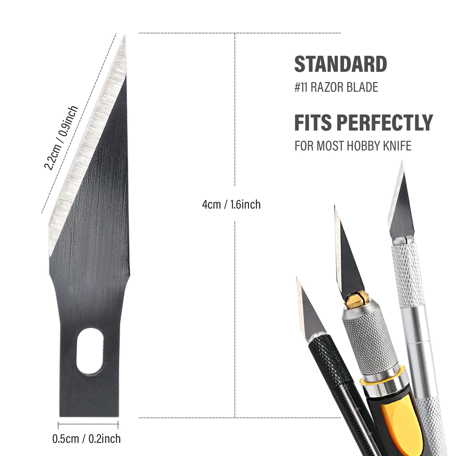 EHDIS Precision Craft Hobby Knife Blades 11# Knife Blades Refill Hobby Art Blades Cutting Tool with Storage Case for Craft, Hobby, Scrapbooking, Stencil (50)