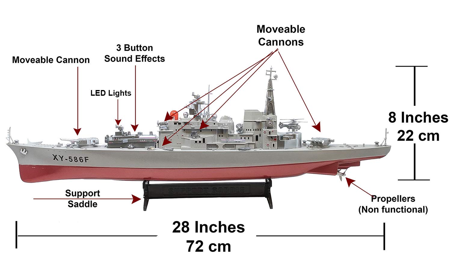 Toy Essentials 28 Inch Military Battleship Warship Aircraft Carrier Sound and Lights