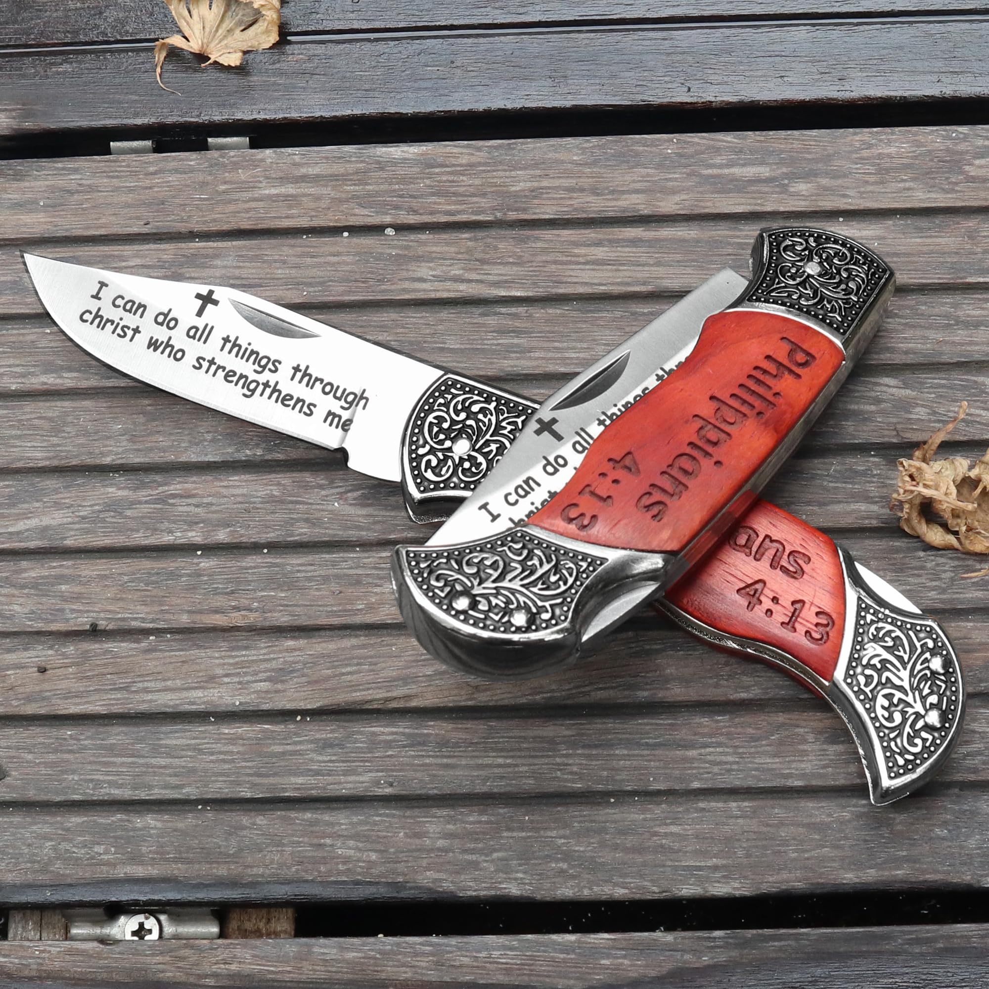 I Can Do All Things Through Christ Who Strengthens Me-Philippians 4:13 Catholic Christian Gifts Bible Verse Pocket Knive,Scripture Baptism Religious Confirmation Holy Men Gift (Philippians 4:13)