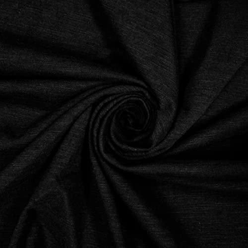 Texco Inc Solid Slub Spandex Jersey Knit Cotton Blend/Apparel DIY Fabric, Black 1 Yard