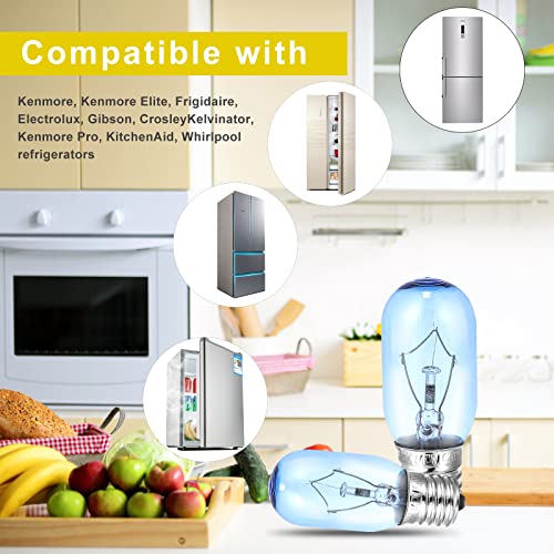 LCMLA 297048600 Refrigerator Light Bulb Compatible with Frigidaire Kenmore Whirlpool KitchenAid Electrolux Replacement 241552802 AP3770086 AP3867287 AH976993 T8 40W E17 Refrigerator Light Bulb 1 Pack
