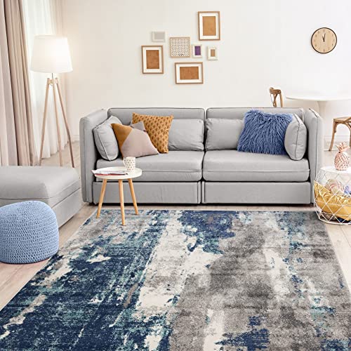 LUXE WEAVERS Euston Blue 5 x 7 Abstract Modern Area Rug