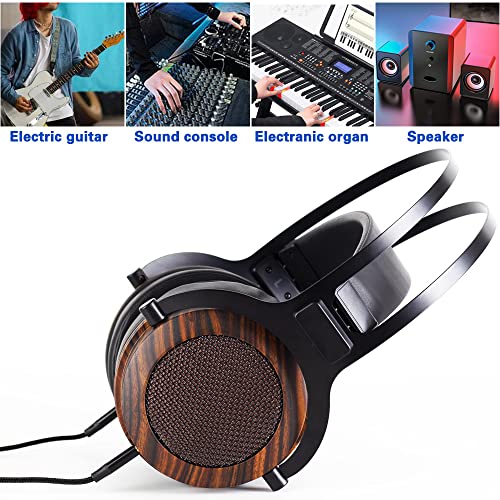 lotorasia Wired Over Ear Headphones, Studio Headset Music Recording 50mm Drivers 3.5mm/6.35mm Audio Jack for Guitar amp Recording and Music Audiophile(Non Solid Wood)