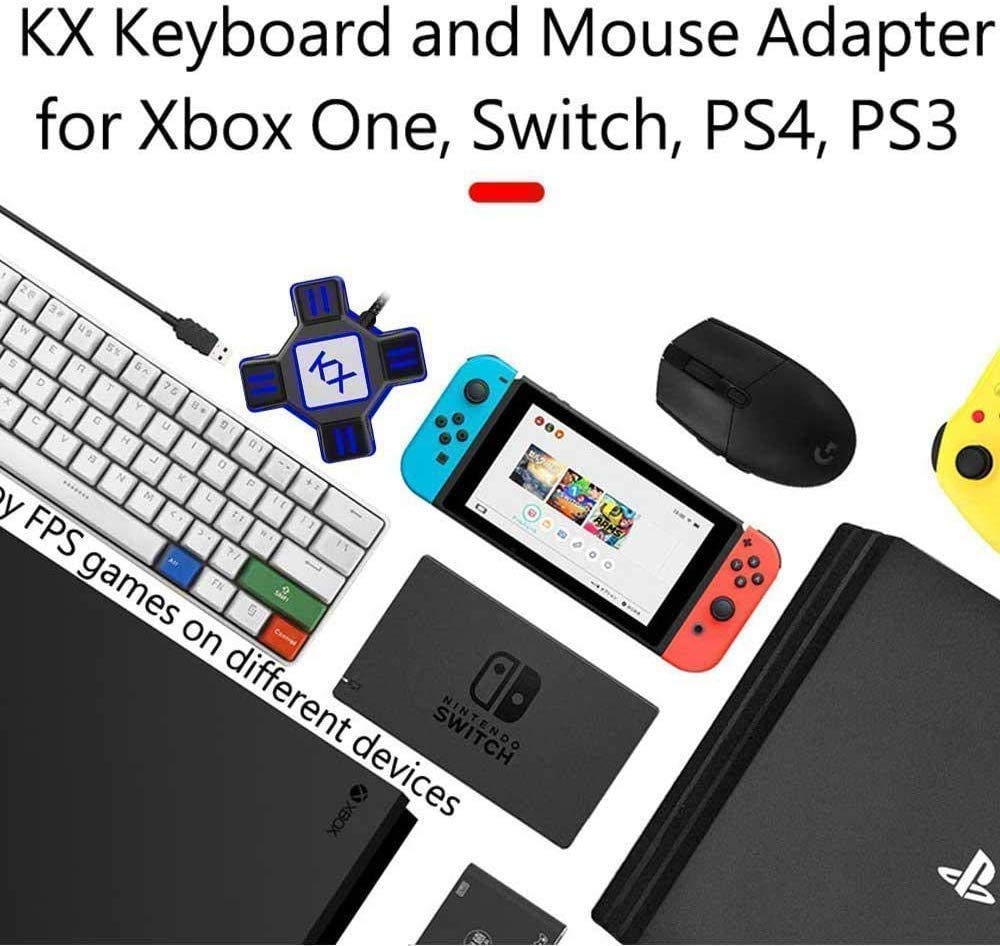 JZW-Shop Keyboard Mouse Converter for PS4/N-Switch/PS3/Xbox One, USB Mouse Keyboard Adapter Converter