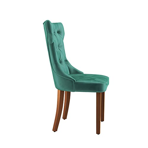 DHP Clairborne Dining Chair, Set of 2, Emerald Green Velvet