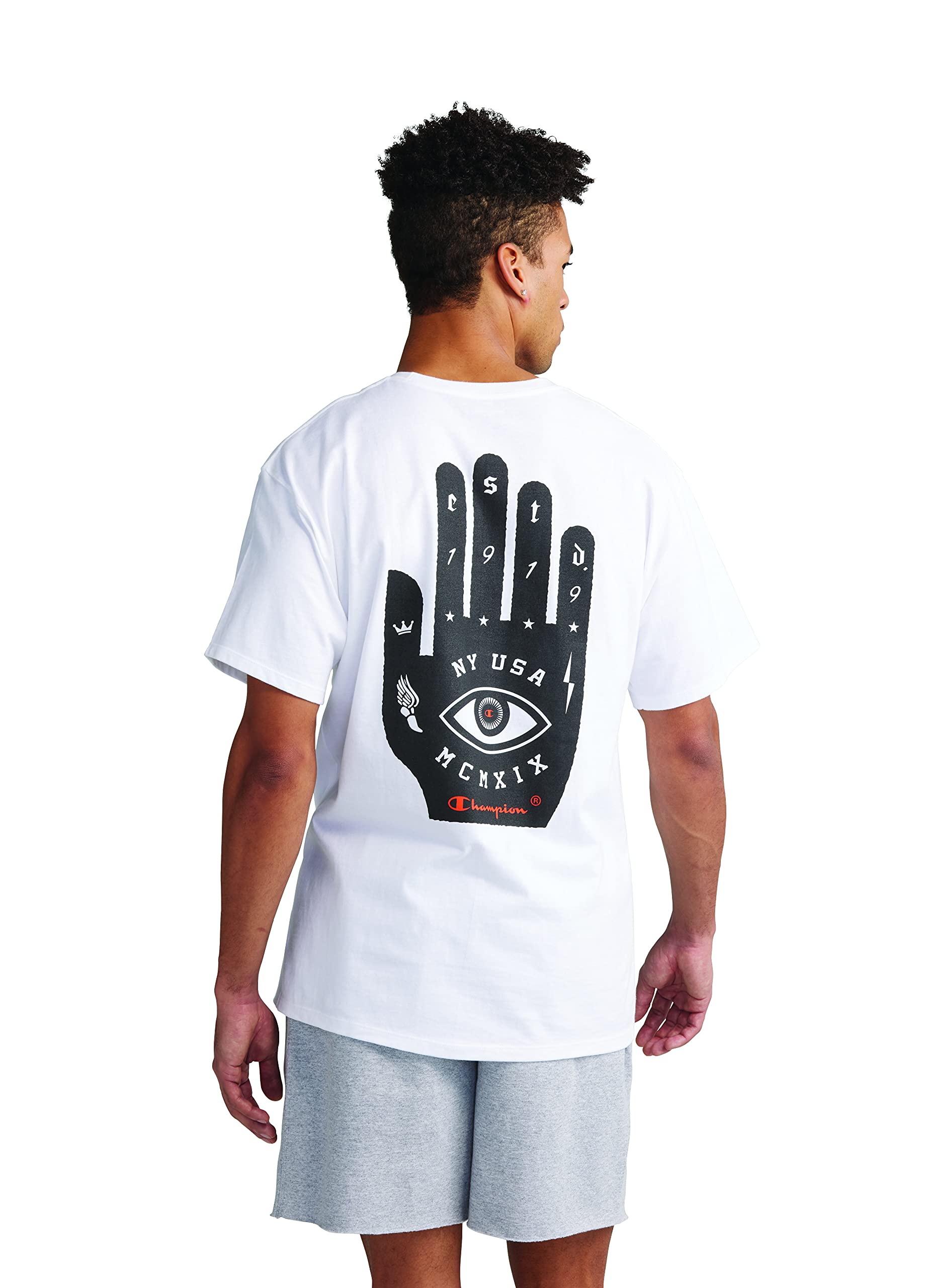 Champion mens Classic T-shirt, 1919 Logo T Shirt, White-586574, Medium US