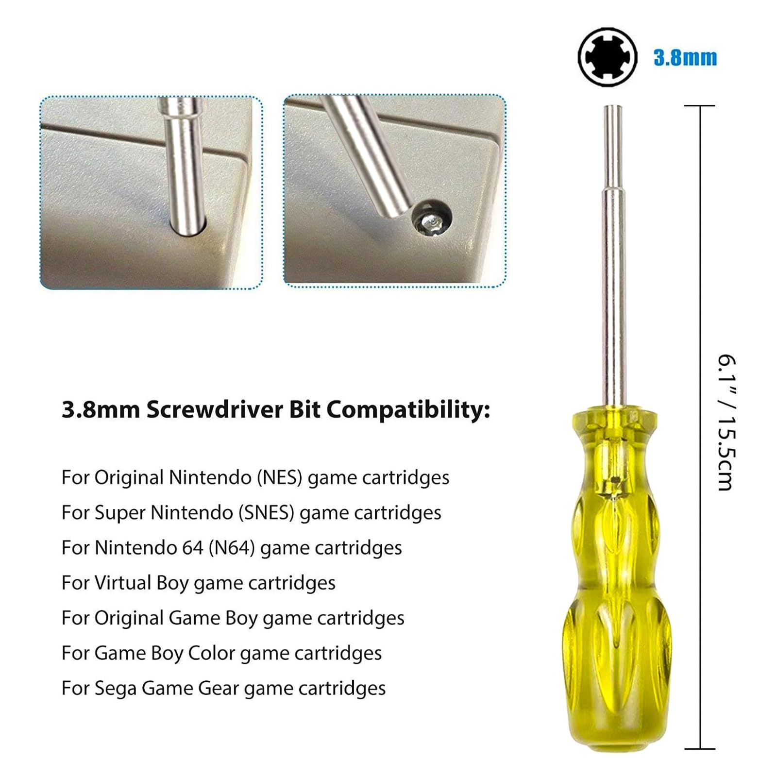 SUNJOYCO NES Cartridge Slot, 72 Pin Replacement Connector with 3.8mm Screwdriver for Nintendo Console NES 8 Bit System