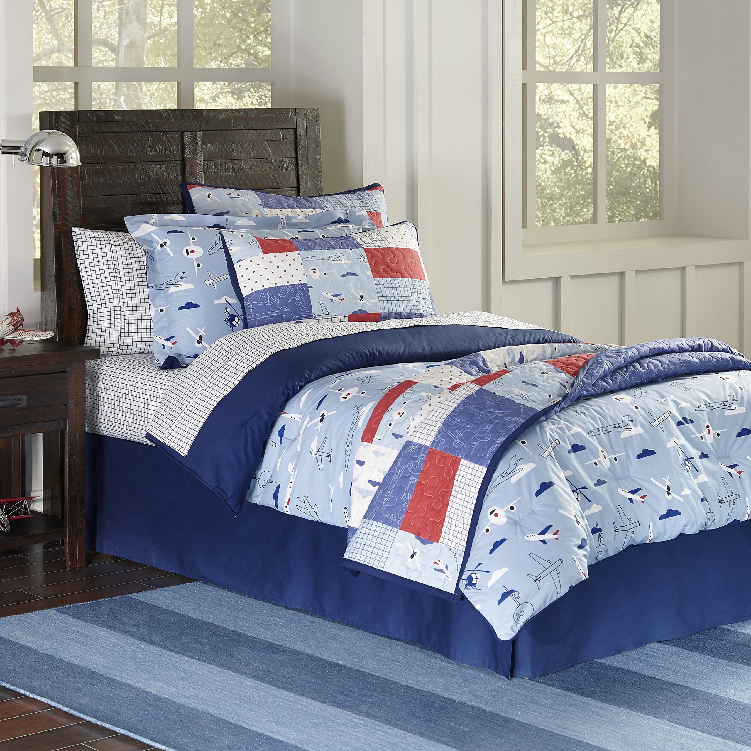 Lullaby Bedding 200-FQAIR Airplanes Full/Queen Cotton Printed Duvet Set