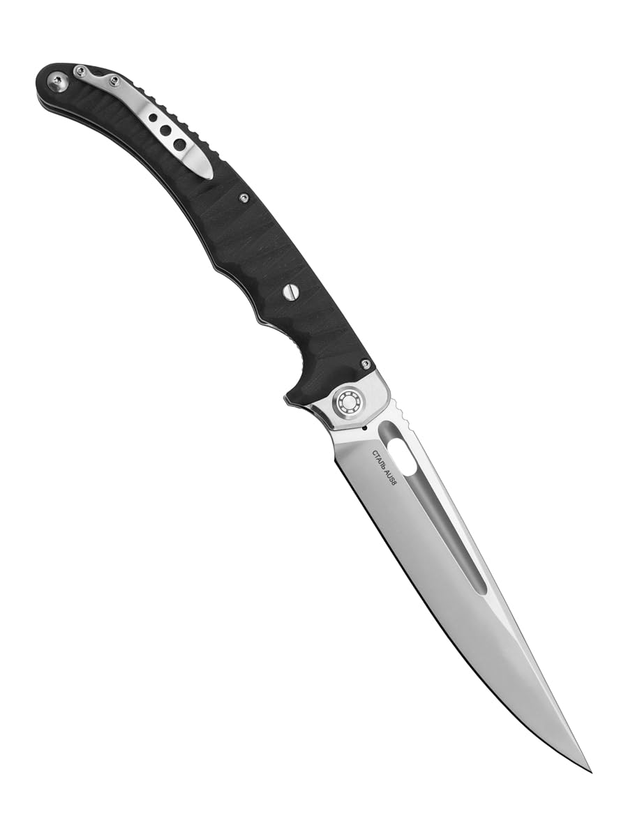 HOKC Avatar-M | 334-189404 | Pocket Knife, EDC Knife by Official Dealer - Designed by Russian Master Aleksander Biryukov - Liner Lock, G10 Handle, Innovative Opening Mechanism, Ball Bearing Pivot, Comfortable Pocket Clip, Long and Durable AUS8 Stainless S