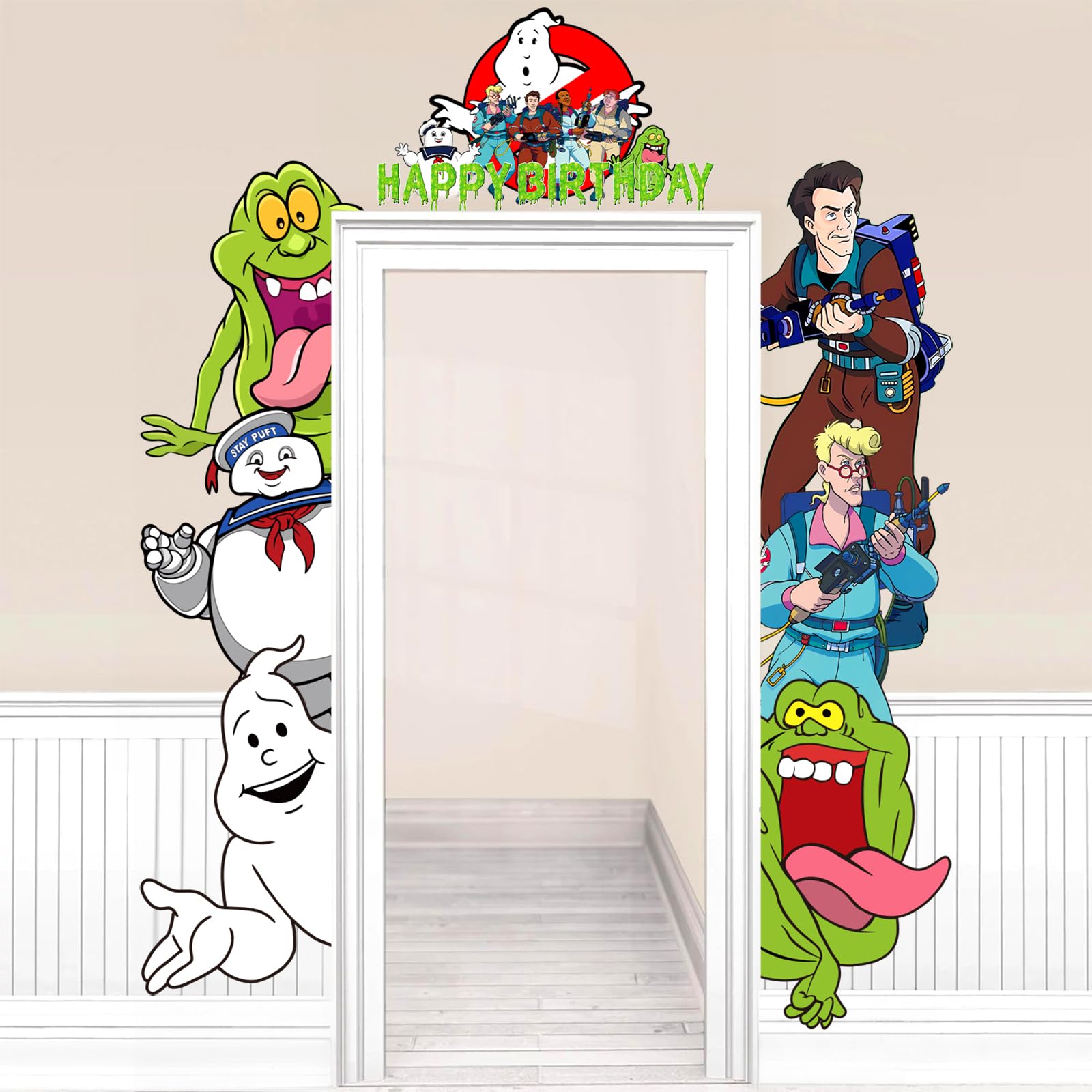 Ghost Door Banner Decorations, Ghost Door Welcome Sign Banner Door Porch Sign Banner for Ghost Party Decorations Supplies